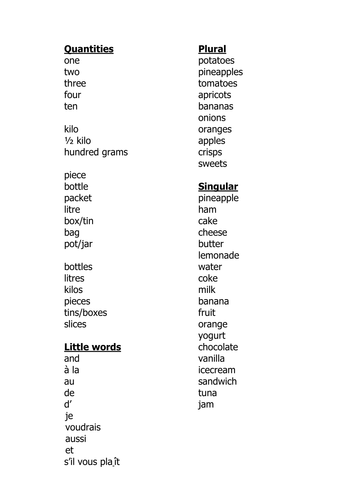 Food & quantities - kinaesthetic activity | Teaching Resources