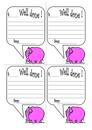 Well done note | Teaching Resources