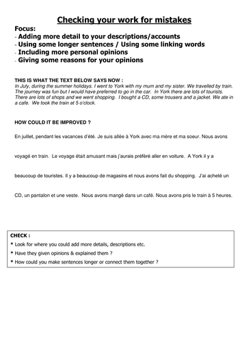 Improving writing - extra details/opinions | Teaching Resources