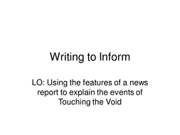 Touching the Void (Reading/Writing Lessons) | Teaching Resources