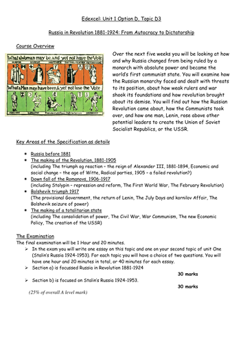 Introduction to A Level / IB Level History: Russia | Teaching Resources