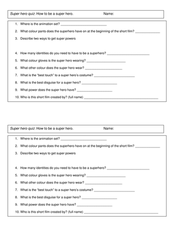 Superhero scheme how to be a superhero quiz sheet | Teaching Resources