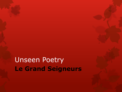 Unseen Poetry Guide | Teaching Resources