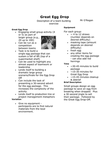 Egg Drop Challenge | Teaching Resources