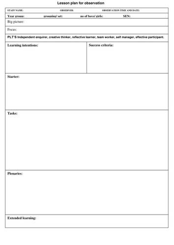 lesson planning / observation help | Teaching Resources