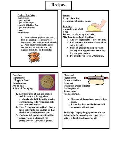 Early Years Baking and Craft Recipe Ideas | Teaching Resources