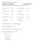 Core 4 Maths: Integration by Substitution | Teaching Resources