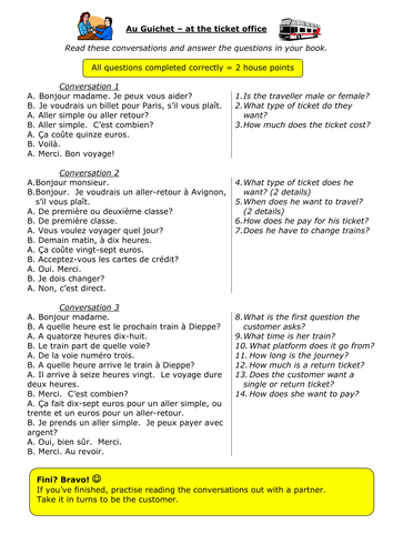 Buying train tickets - reading worksheet | Teaching Resources