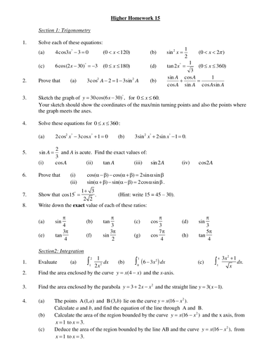 Scottish Higher Outcome 2 Homework's | Teaching Resources