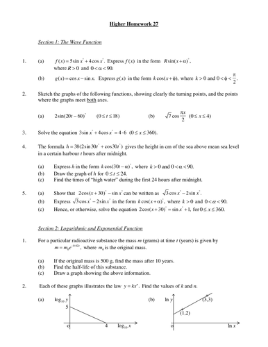 Scottish Higher Outcome 3 Homework's | Teaching Resources