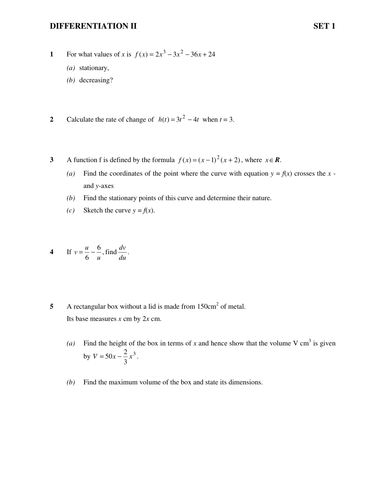 Maths KS5/Core 1/Scottish Highers Differentiation | Teaching Resources Maths KS5/Core 1/Scottish Highers Differentiation | Teaching Resources