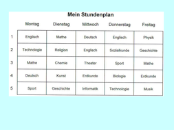 Mein Stundenplan | Teaching Resources