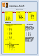Expanding Brackets Worksheet | Teaching Resources