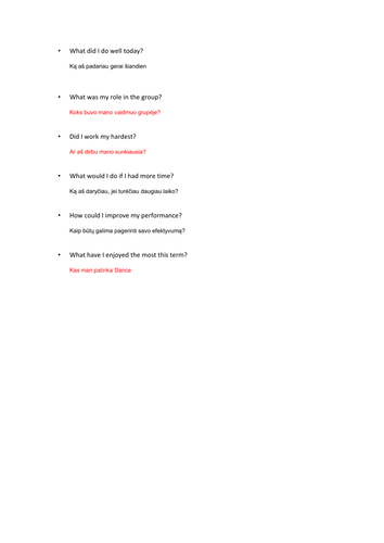 EAL Dance key words translations | Teaching Resources