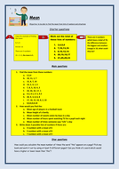 KS3 maths Calculating the mean worksheet | Teaching Resources