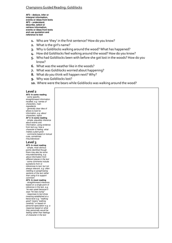 Guided Reading: Goldilocks | Teaching Resources