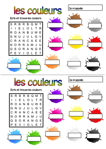 French colours wordsearch | Teaching Resources