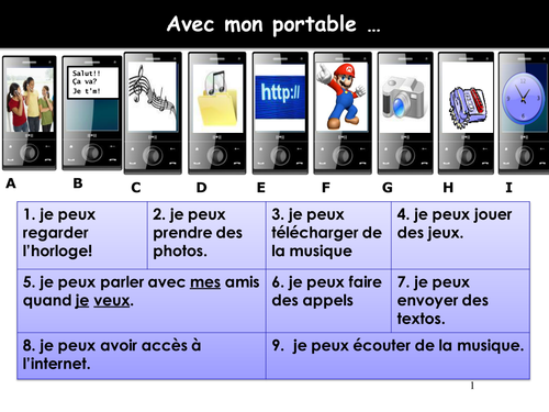 FCSE French Unit 11 Media (Mon portable) | Teaching Resources