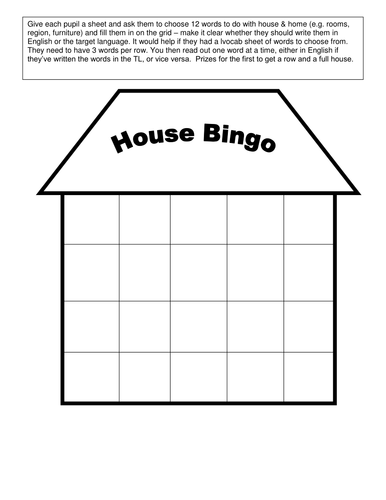 Bingo game on house & home - any language | Teaching Resources