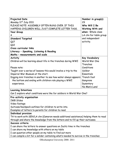 World War 1 Lesson | Teaching Resources