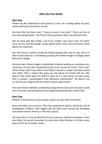 After the First Death Synopsis Part 1-3 | Teaching Resources
