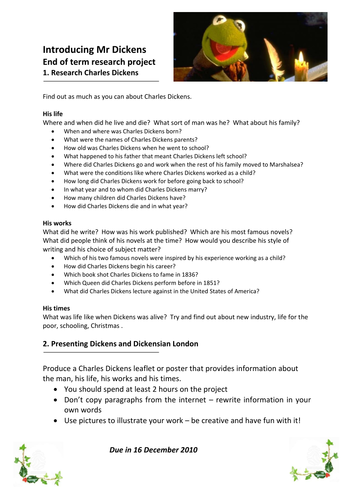 Charles Dickens Research Project | Teaching Resources