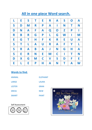 All in one piece story word search | Teaching Resources