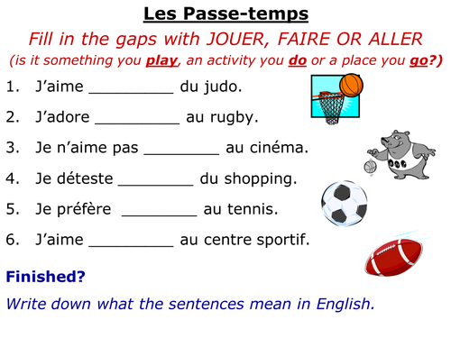 2 starters on faire, jouer & aller- sports/hobbies | Teaching Resources