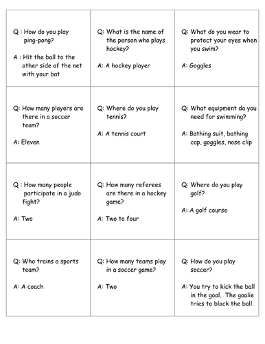 Board game on sports | Teaching Resources
