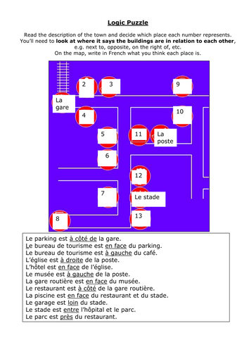 Intro to prepositions & town logic puzzle | Teaching Resources