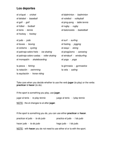 Los deportes | Teaching Resources