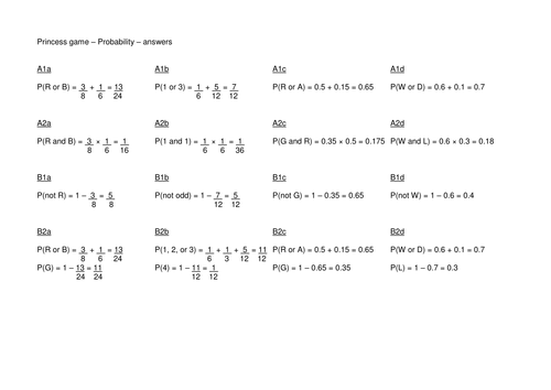 KS4 Probability-Rescue the princess-adventure game | Teaching Resources