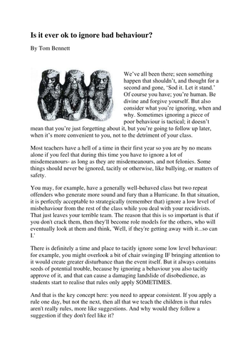 When to ignore bad behaviour. | Teaching Resources