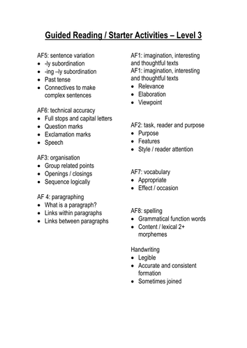 Level 3 Writing Guide | Teaching Resources Level 3 Writing Guide | Teaching Resources