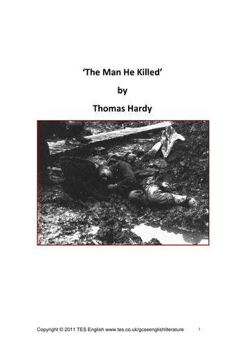 'The Man He Killed' by Hardy Teaching Resources by TESEnglish ...