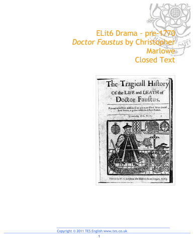 Doctor Faustus by Christopher Marlowe (ELit6) | Teaching Resources