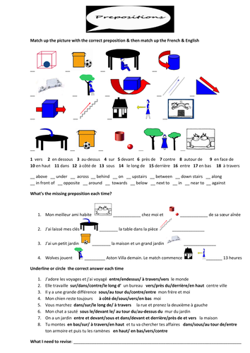 French prepositions for beginners | Teaching Resources