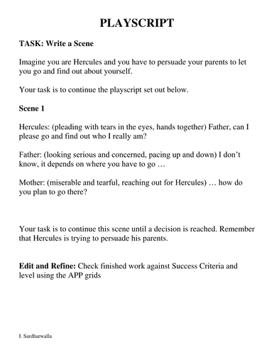 SATS style Playscript task | Teaching Resources