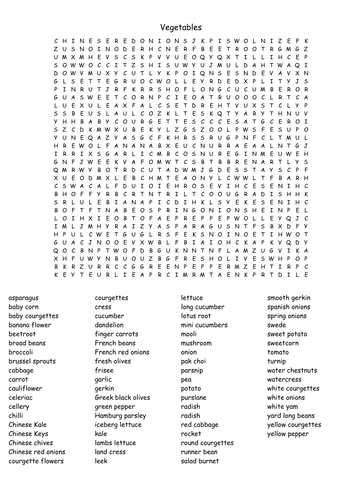 Vegetables wordsearch. | Teaching Resources