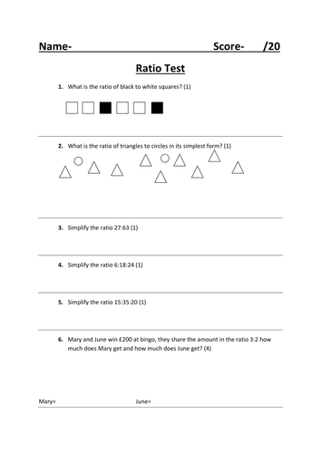 KS3 / GCSE - Ratio Questions - Test - Revision | Teaching Resources KS3 / GCSE - Ratio Questions - Test - Revision | Teaching Resources