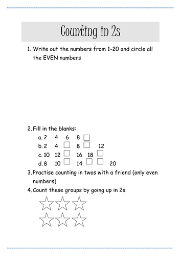 Counting in 2s Worksheet | Teaching Resources