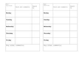 Reading Diary Template | Teaching Resources