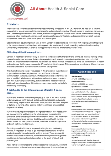 Health & Social Care Sector Overview | Teaching Resources