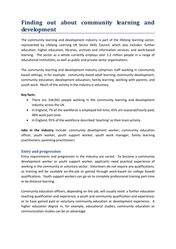 LLUK: Community Learning and Development | Teaching Resources