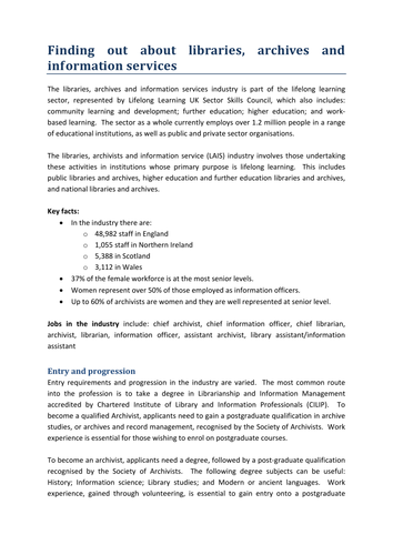 LLUK: Libraries, archives and information services | Teaching Resources