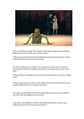 Thinking Questions for the Tempest | Teaching Resources