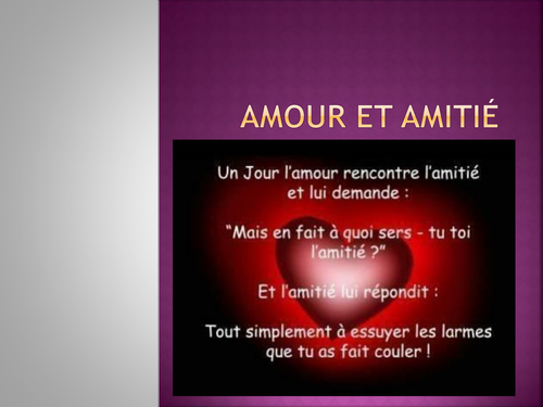 Amour et Amitié | Teaching Resources
