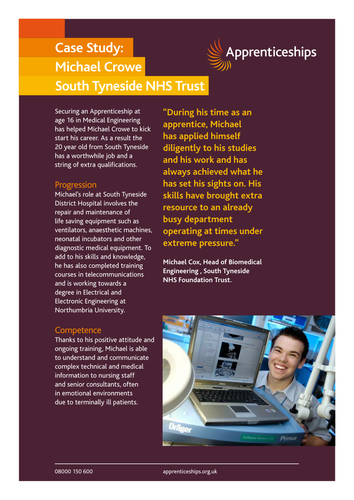 NHS Careers: Apprenticeship - Case Study | Teaching Resources