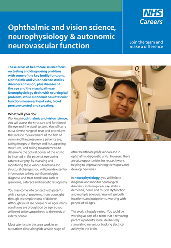 NHS Careers: Ophthalmic and Vision Science | Teaching Resources