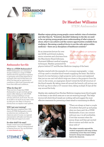 STEM Ambassador: Dr Heather Williams | Teaching Resources